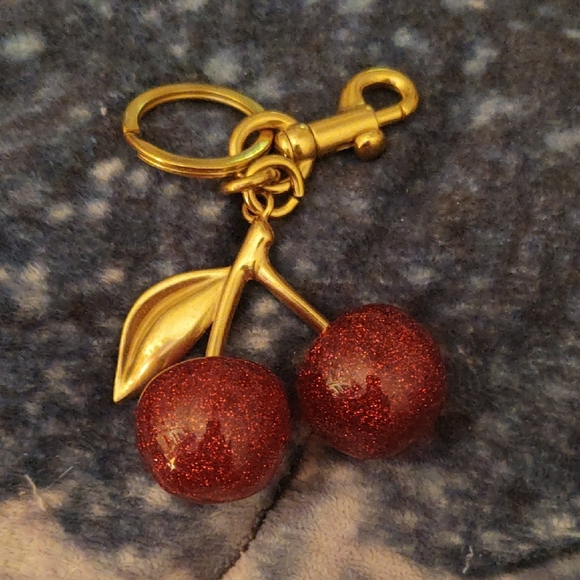 Accessories | Glittery Red Cherry Keychain With Gold Leaf Nwot | Poshmark